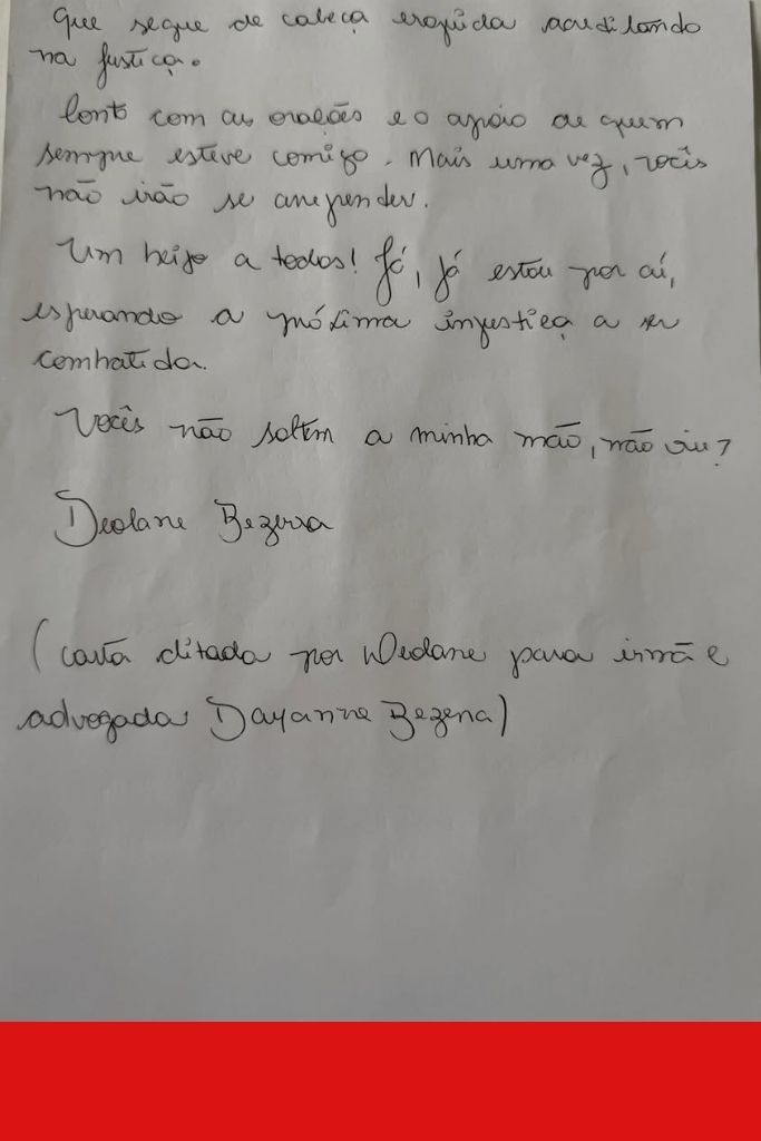 Deolane Bezerra divulga carta escrita da cadeia